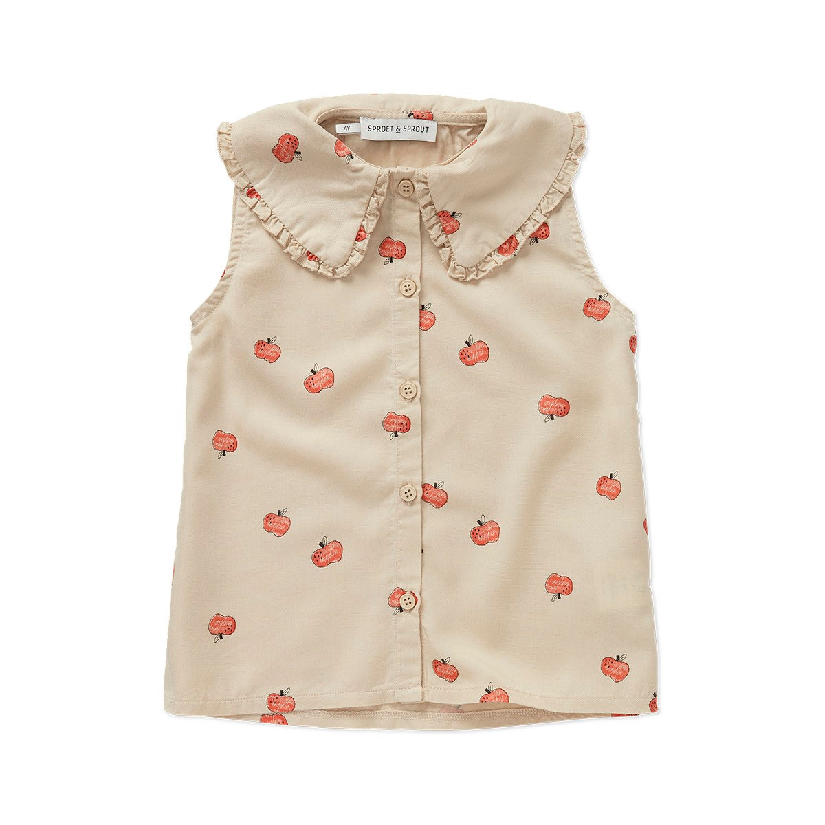 Sproet & Sprout Girls Blouse Apple Print Sesame – Smol